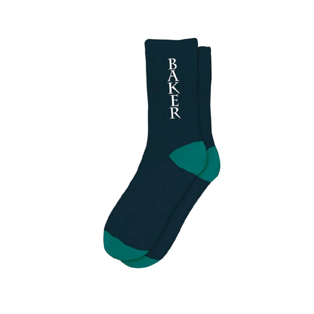 Baker Skate Rye Socks Navy Green | 50-50 Skate Shop